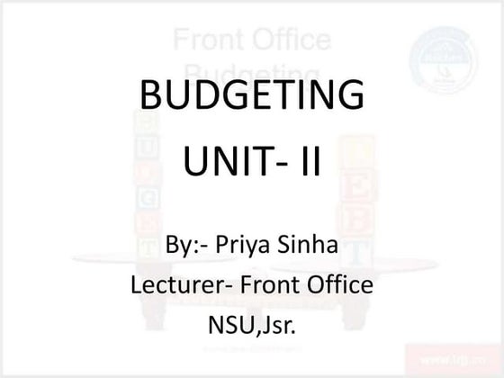 Budget (Nursing Management) | PPTX