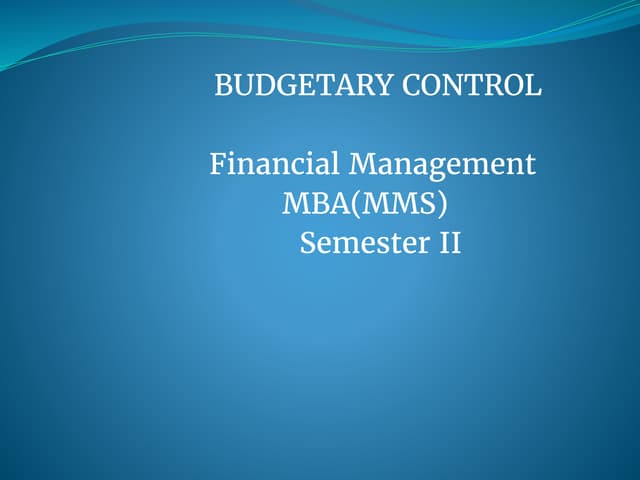 Budget & Budgetary Control | PPTX