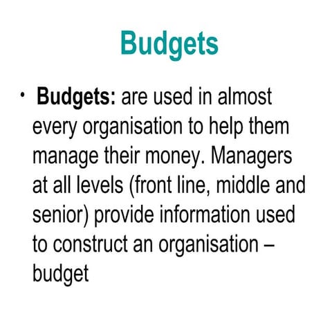 Budgets | PPT