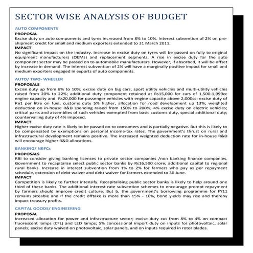 Budget Sector Wise Analysis Benchmarkers | DOC