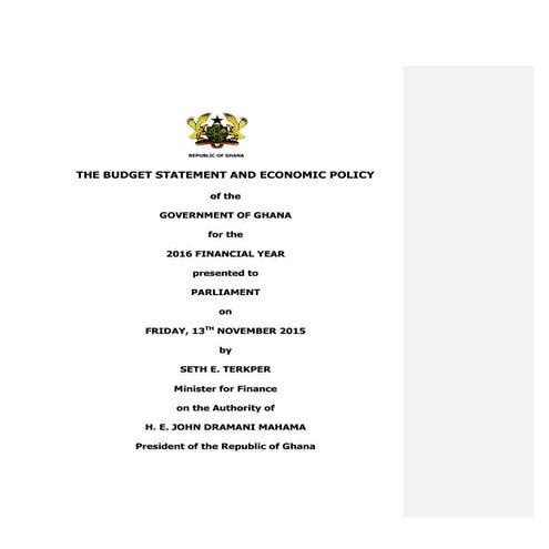 AccraReport.com Ghana Budget 2016 - Budget statement and economic ...
