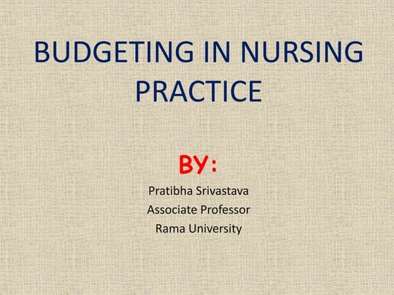 Budget (Nursing Management) | PPTX