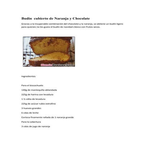 Budin de naranja | DOC