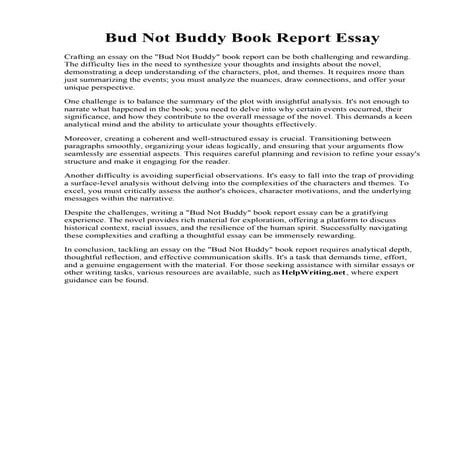 Bud Not Buddy Book Report Essay. Bud, Not Buddy Essay Template by Julia ...