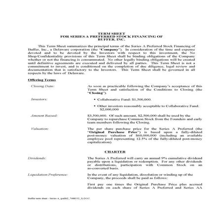 Buffer term sheet | PDF