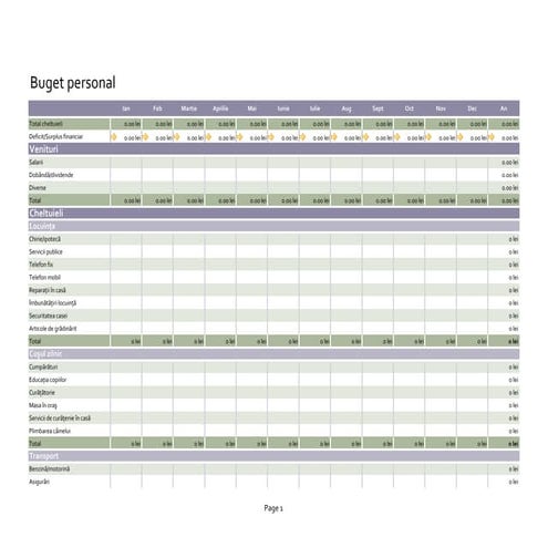 Buget personal (personal budget) | XLSX