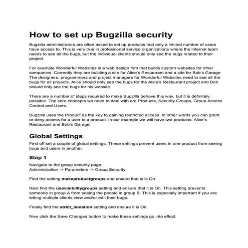 Bugzilla Security Grouping | PDF