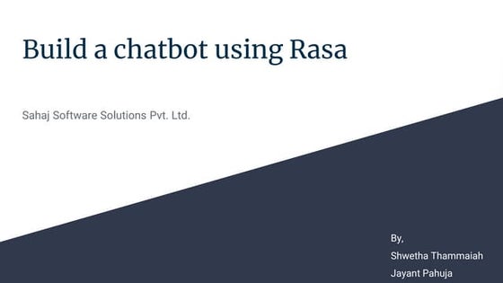 [VFS 2019] Building chatbot with RASA | PPT