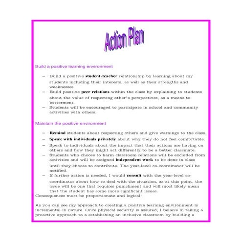 Build a positive learning environment action plan | PDF