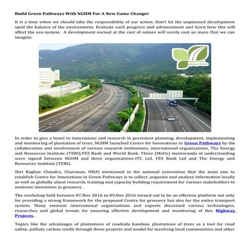 National green highways mission