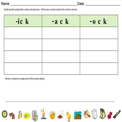 Building+ ick,+-ack,+-ock | PPT