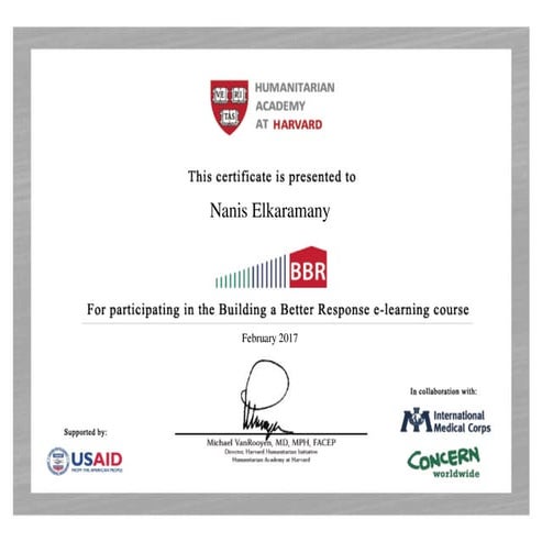 Humanitarian Academy at Harvard Certificate | PDF