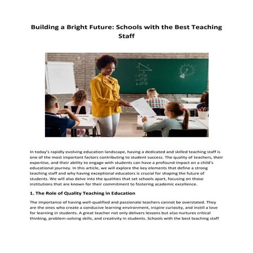 Building a Bright Future: Schools with the Best Teaching Staff | PDF