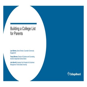 Building a College List Parent Webinar | PPTX