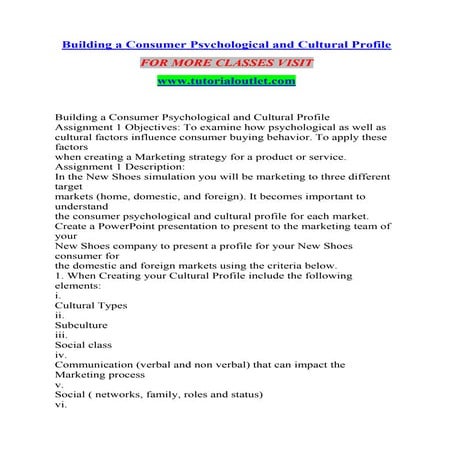 BUILDING A CONSUMER PSYCHOLOGICAL AND CULTURAL PROFILE / TUTORIALOUTLET ...
