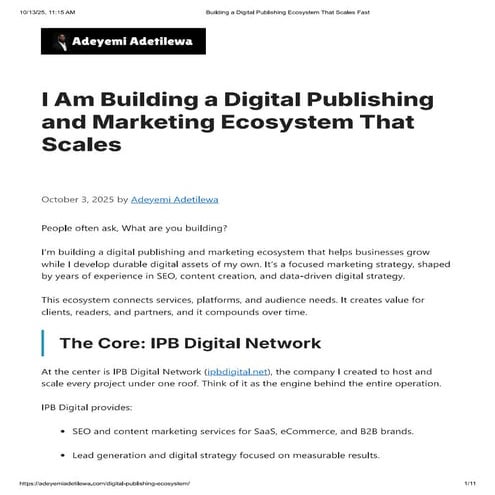 Building a Digital Publishing Ecosystem That Scales Fast by Adeyemi ...