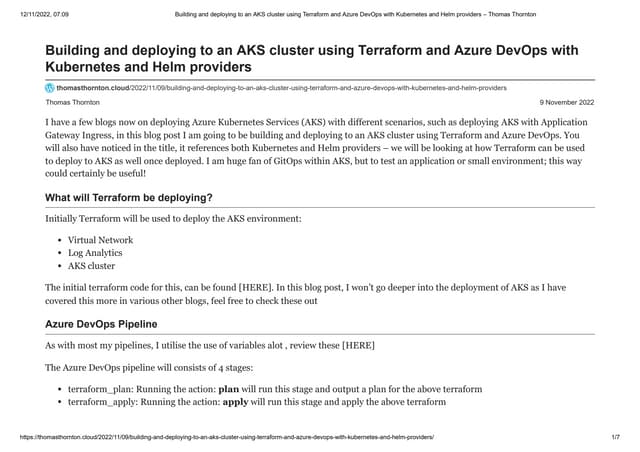 Building And Deploying To An Aks Cluster Using Terraform And Azure Devops With Kubernetes And