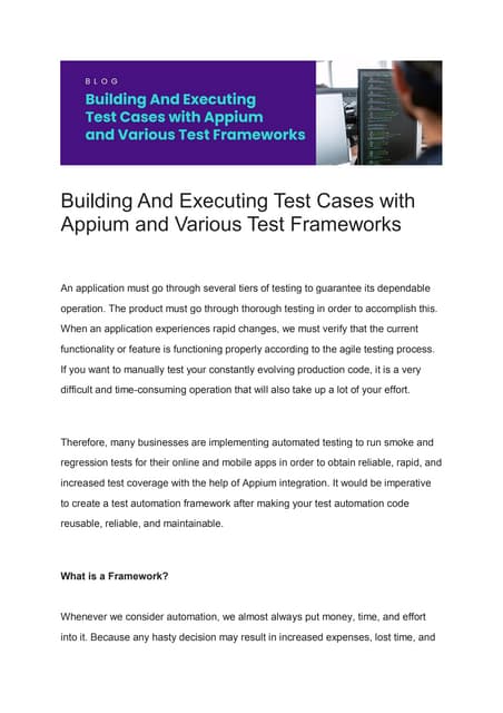 Appium: the Superhero of Mobile testing | PPT