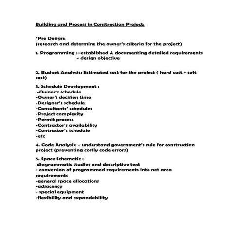 Building and process in construction project | DOCX | Business ...