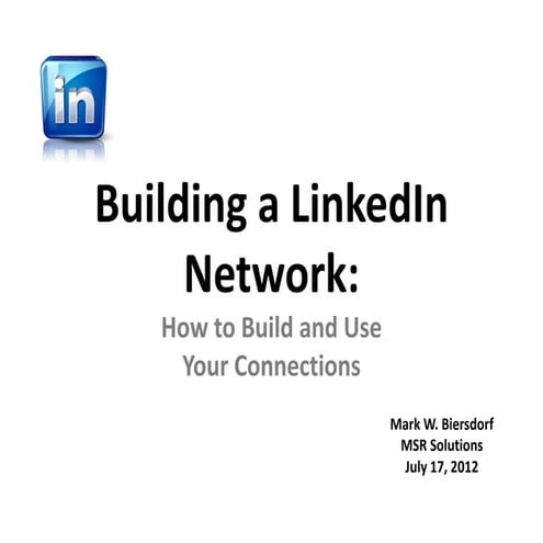 Building and using a LinkedIn network | PDF