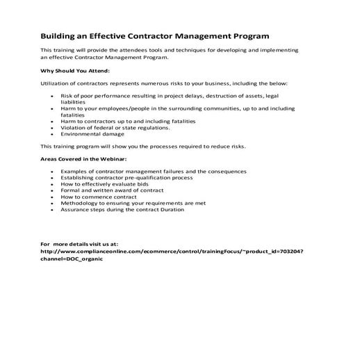 Importance of Contract Management Training Courses | PPTX