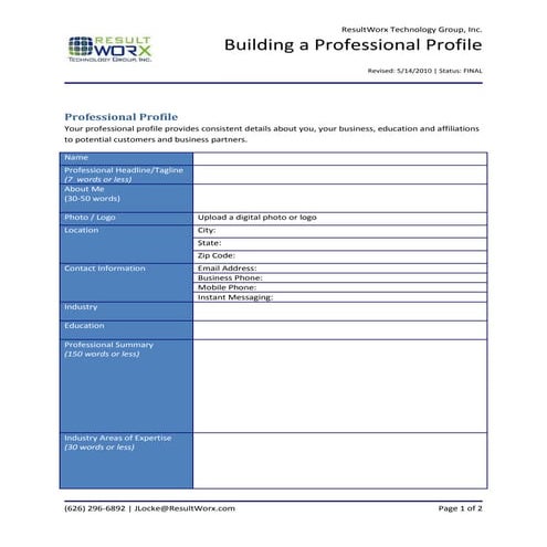 Building a Professional Online Profile | PDF