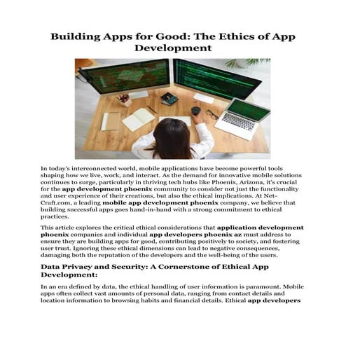 Building Apps for Good The Ethics of App Development | PDF