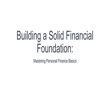 Understanding the Basics of Personal Finance: Building a Strong Financial Future | PDF