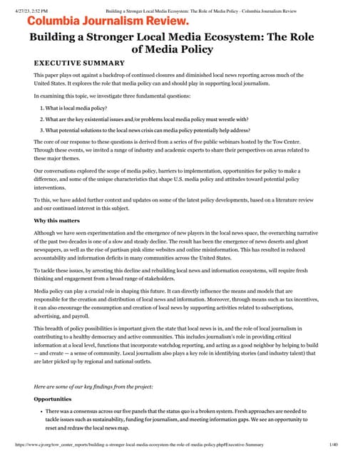 Role of Media in Public Policy Making | PDF | Media Industry | Industries