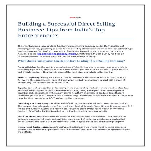 Building a Successful Direct Selling Business Tips from India's Top ...