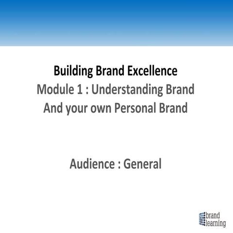Building brand excellence for general - module 1 final | PPT