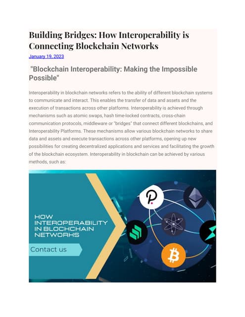 Interoperability In Blockchain Pdf