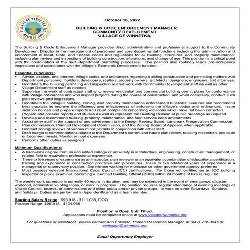 Village of Hanover Park Plan Reviewer/Project Coordinator | PDF