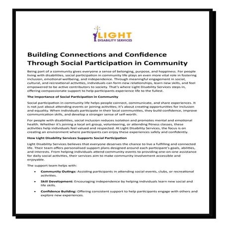 Building Connections and Confidence Through Social Participation in ...