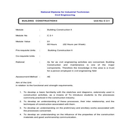 NCIT civil Syllabus 2013-2014 | PDF