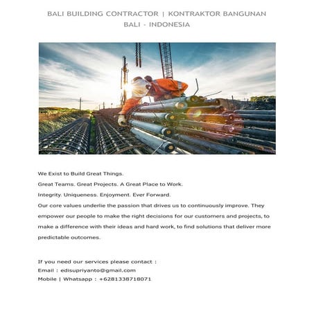 Building contractor services jasa kontraktor bangunan bali | PDF