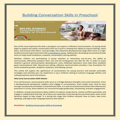 Building Conversation Skills in Preschool | PDF