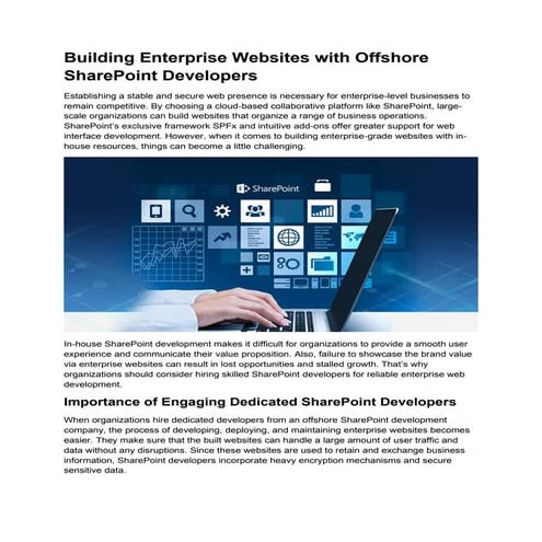 Create Scalable Enterprise Websites with Offshore SharePoint Developers ...