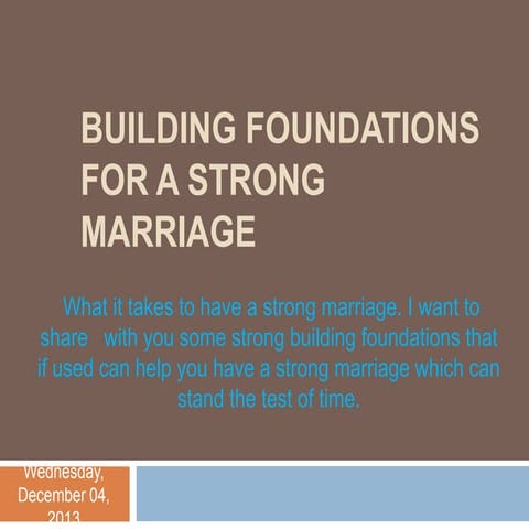 Building foundations for a strong marriage | PPTX