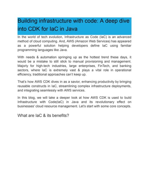 Implementation of IAAC using AWS CDK | PPT