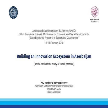 Building an Innovation Ecosystem in Azerbaijan (on the basis of the study of Israeli practice) | PDF