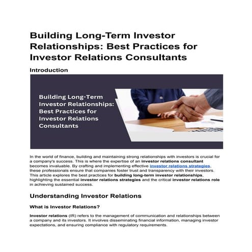 Building Long-Term Investor Relationships_ Best Practices for Investor ...