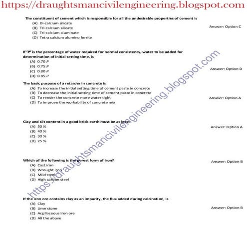 CIVIL ENGINEERING MCQs | PDF | Civil Engineering Industry | Industries