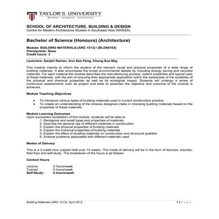 Building materials module outline | PDF