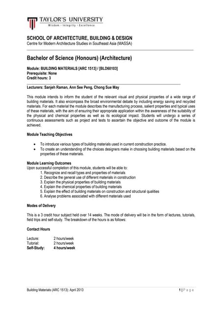 ELG 30505 Module Outline | PDF