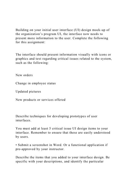 Building On Your Initial User Interface Ui Design Mock Up Of Tdocx