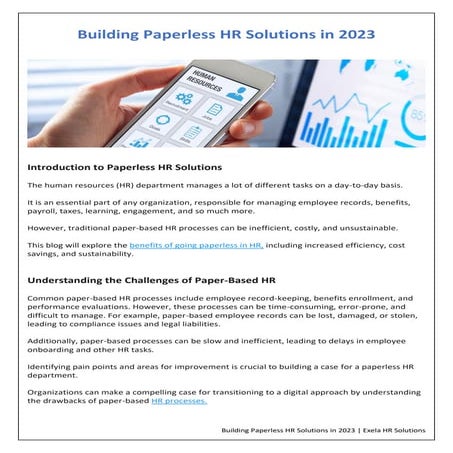 Building Paperless HR Solutions in 2023 | PDF