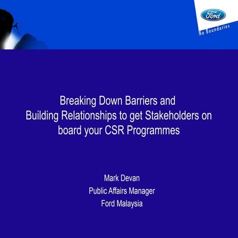 Breaking down barriers to successful CSR | PPT