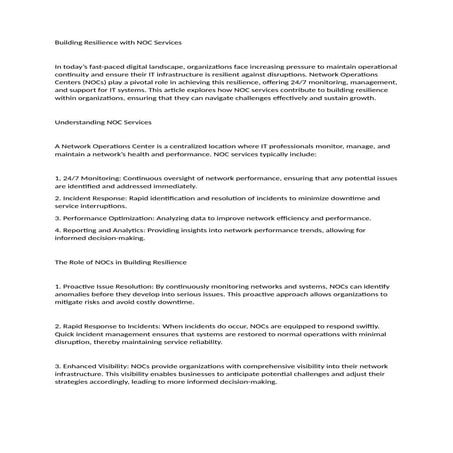 NOC Infrastructure Solutions Building a Strong Foundation for Your ...