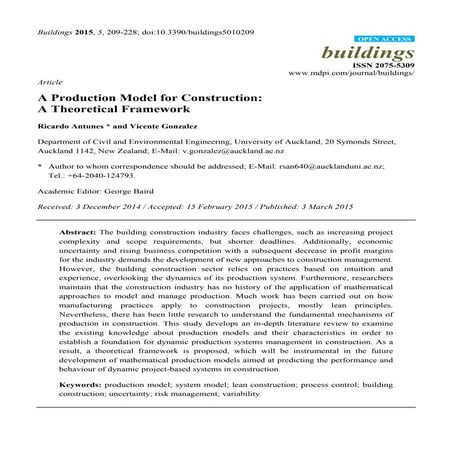 A Production Model for Construction: A Theoretical Framework | PDF